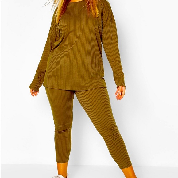 Pants & Jumpsuits | Plus Size Rib Top And Leggings | Poshmark